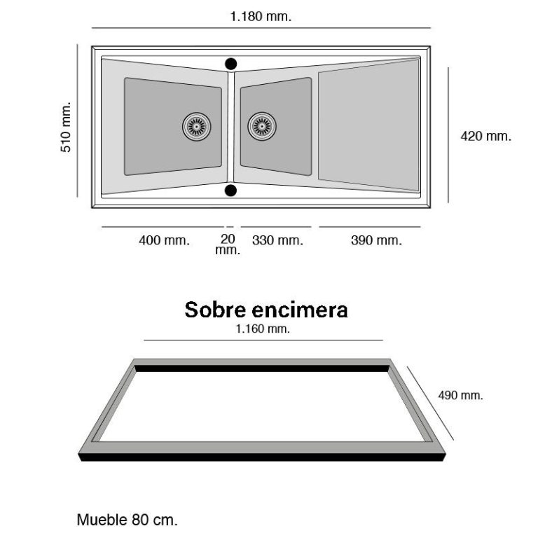 Lavaplatos Poalgi Kuma 120 2C E – Matte Chile
